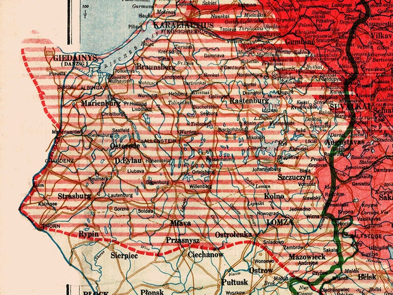 Vintage map of Lithuania old Lithuania map Lithuania wall | Etsy