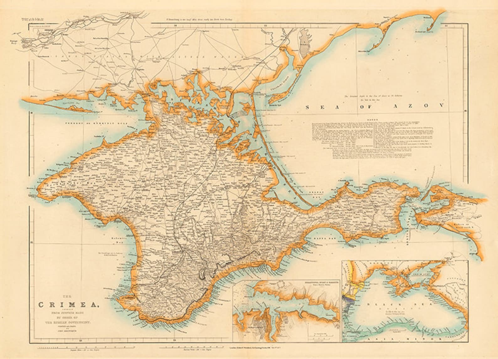 Vintage Map of Crimea Old Crimea Map Crimea Wall Map Crimea | Etsy