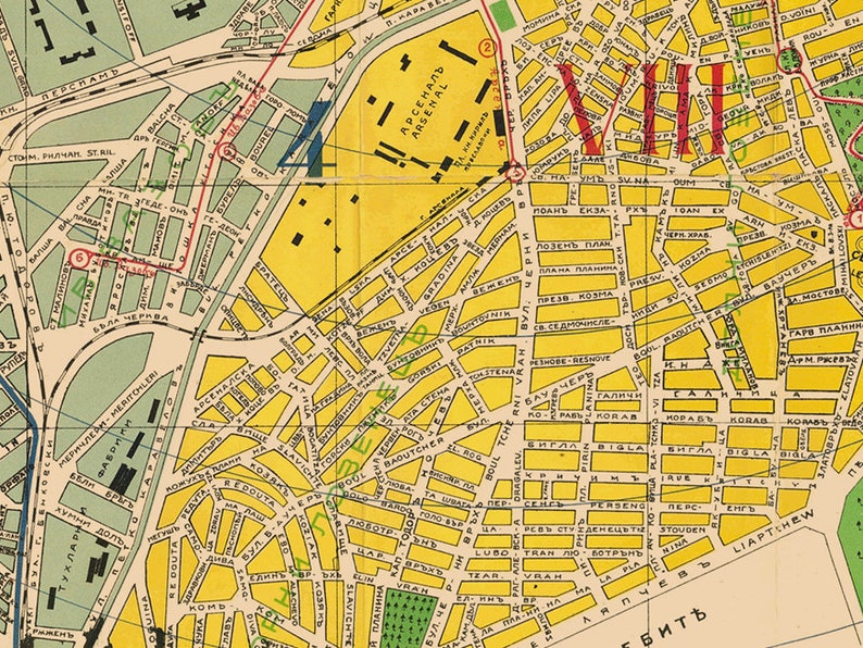 Vintage Map of Sofia Bulgaria Old Sofia Print Sofia Wall - Etsy