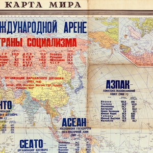 Soviet Russia Map of the World, Cold War Poster, Union of Soviet ...