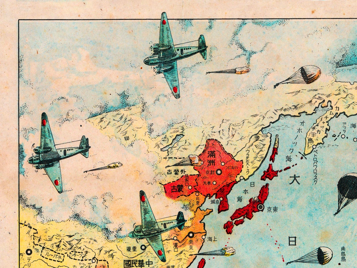Japan ww2 map Japanese map of World War 2 Asia-Pacific | Etsy