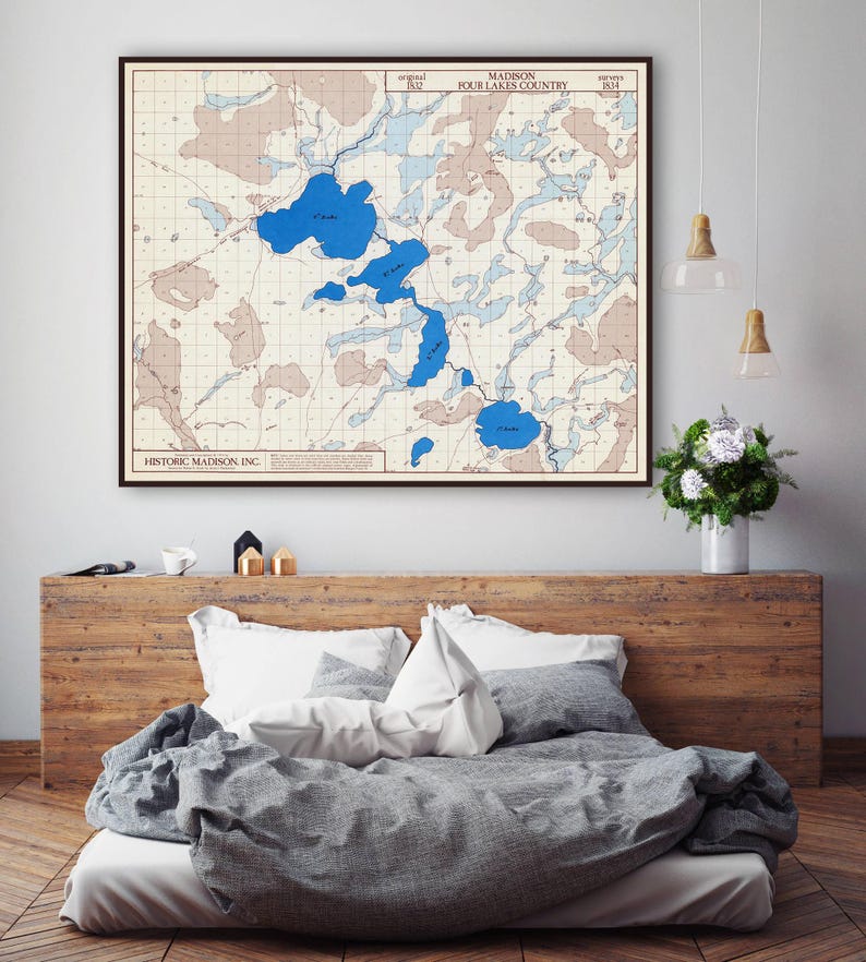 Vintage Four Lakes Map of Dane County, Wisconsin - 1974 Reproduction - Etsy