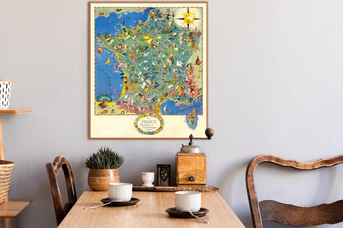 Gastronomic and Touristic Map of France, Highlighting the Charm's ...