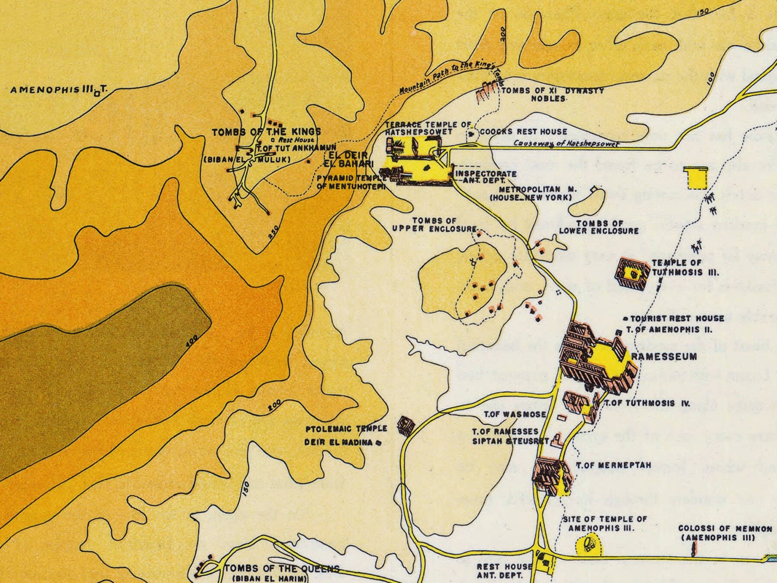 Vintage map of Luxor Egypt Luxor temples hotels rest houses | Etsy