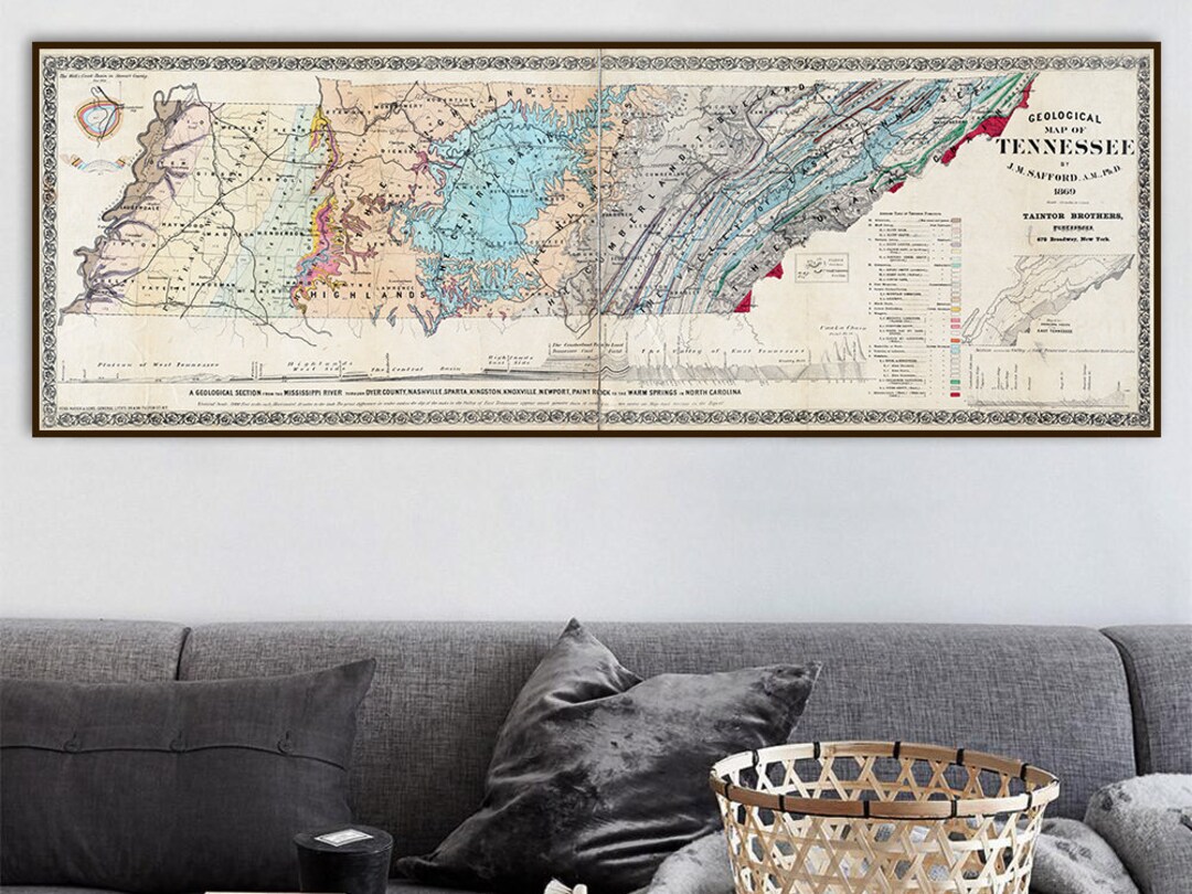 Antique State of Tennessee Geologic Map, Vintagetennessee Wall Art ...