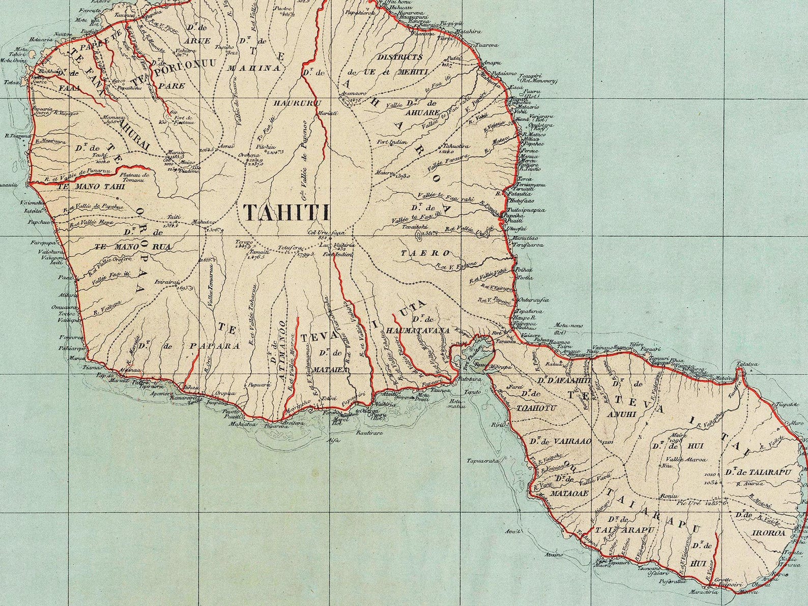 Vintage Tahiti & Moorea Map Print: French Polynesia Wall Art - Etsy
