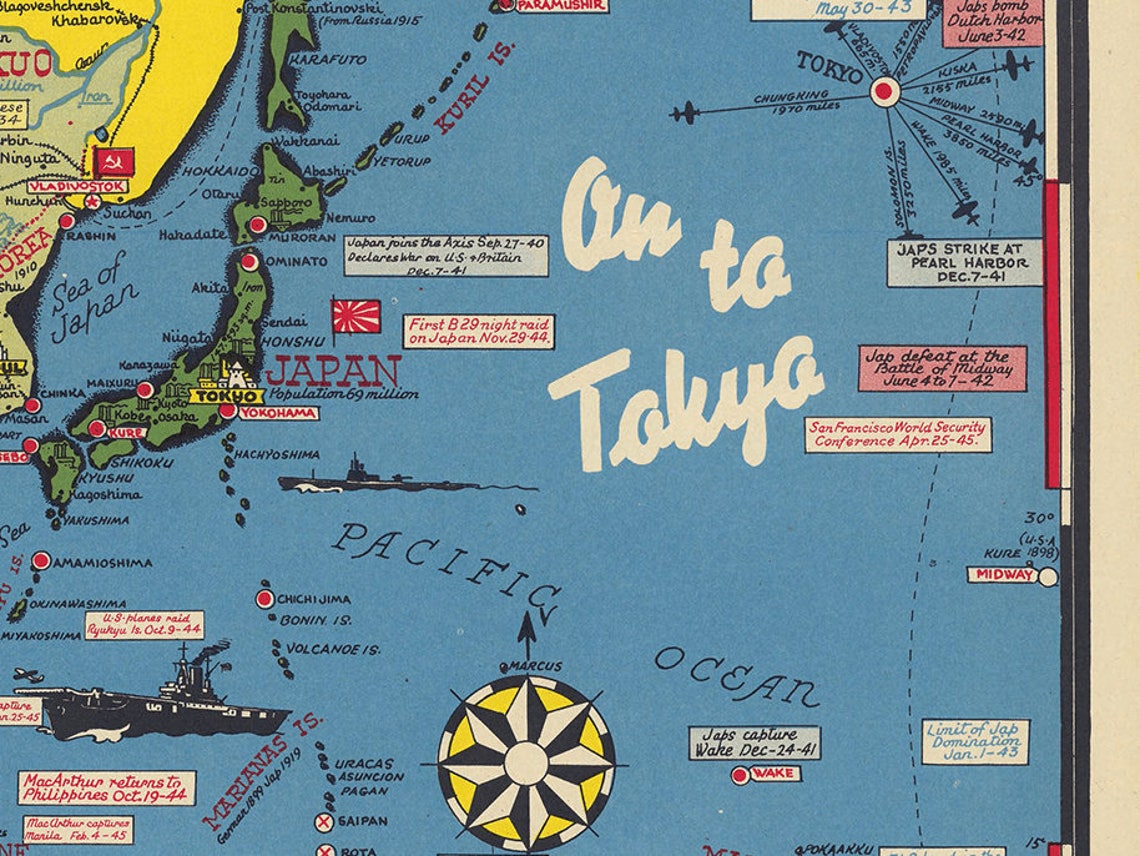 World War 2 events dated events map of world conquests Axis | Etsy