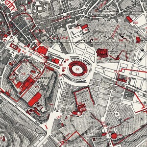 Vintage Map of Rome Showing Ancient Monuments, Antique Rome Print, Rome ...