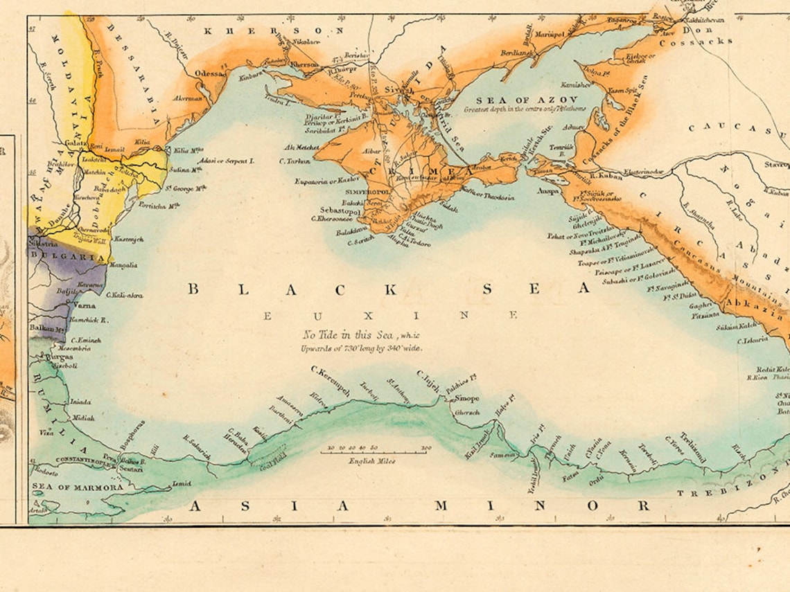 Vintage Map of Crimea Old Crimea Map Crimea Wall Map Crimea | Etsy
