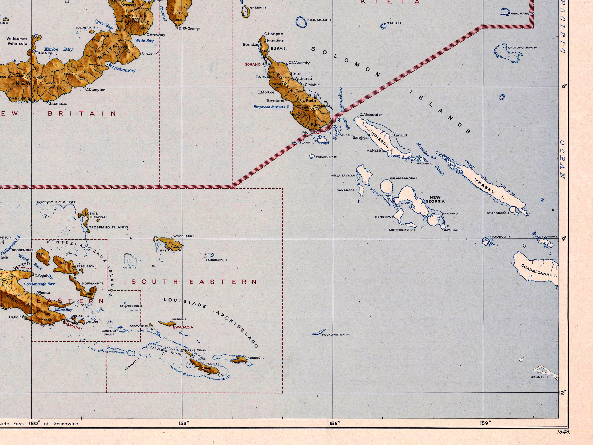 Giclée large Papua New Guinea wall map old Papua New Guinea map Oceania ...
