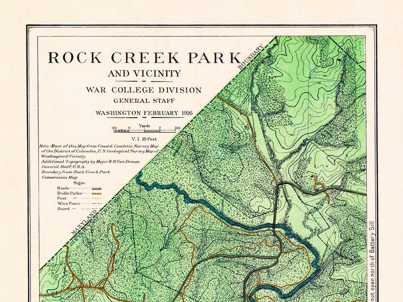 Rock Creek Park Washington D.C. Vintage Map of Rock Creek - Etsy