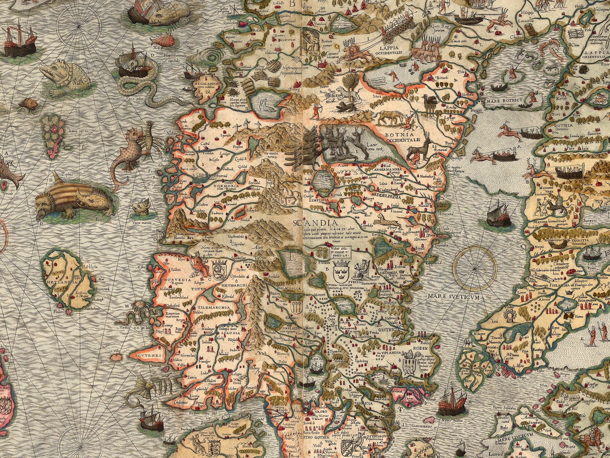 Medieval map of Scandinavia, medieval map, medieval wall map ...