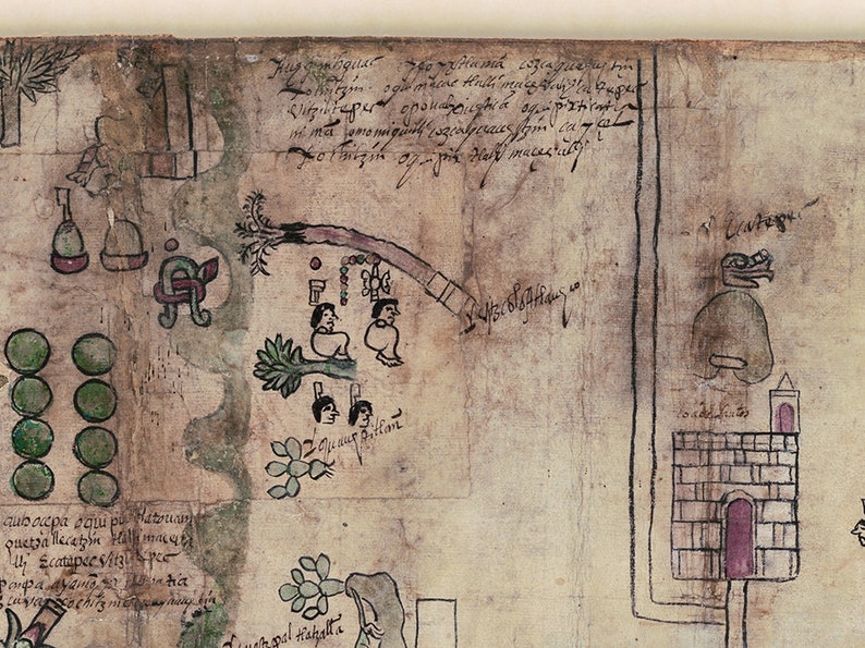 Aztec Art Print the Codex Quetzalecatzin Aztec Decor | Etsy