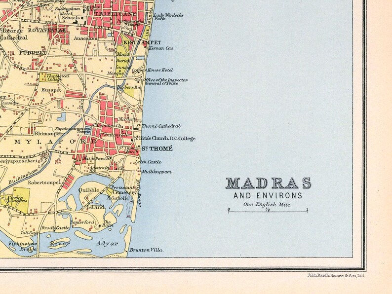 Vintage Madras Map Print: 1931 Chennai India Wall Art - Etsy