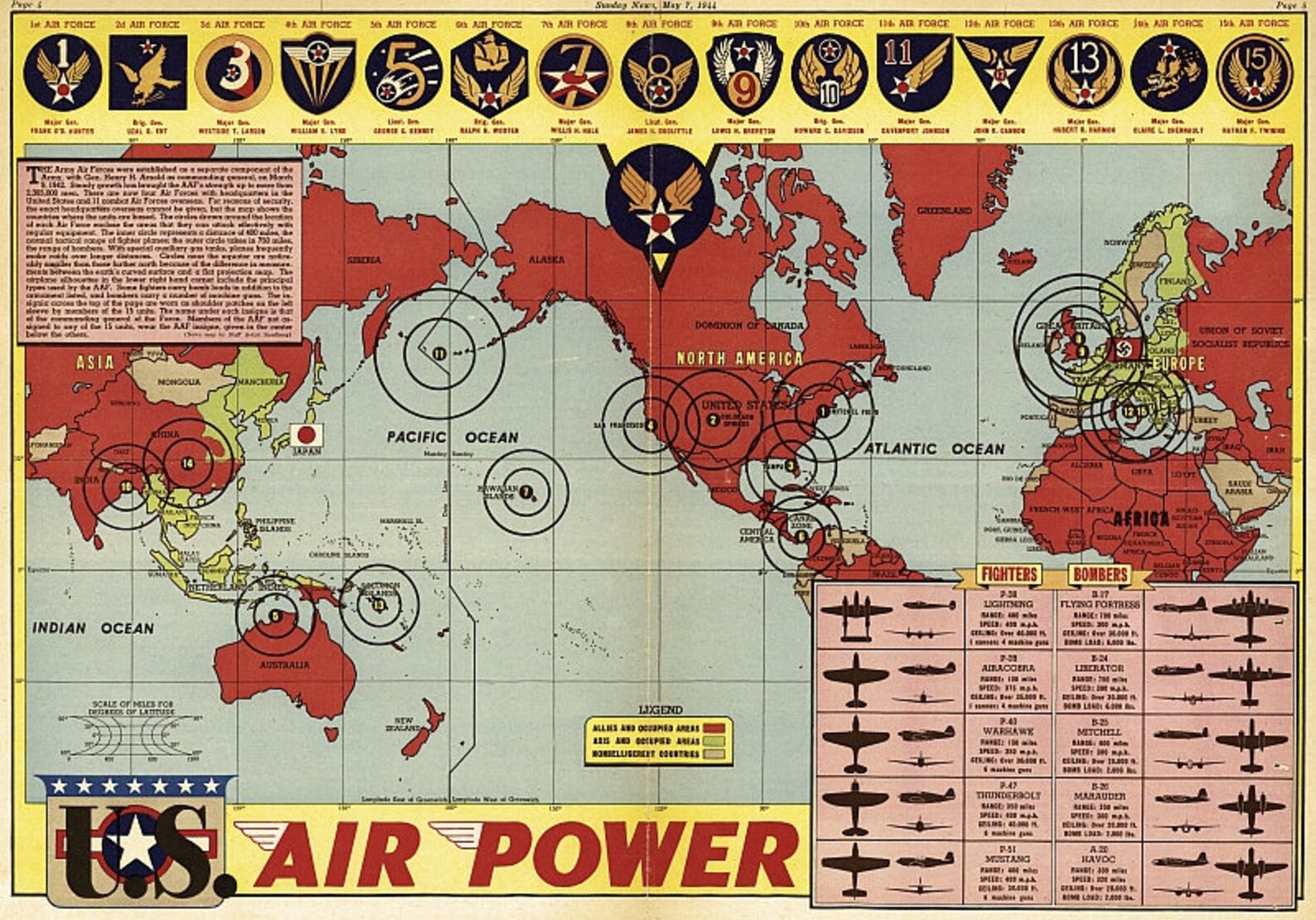 Military map Army poster Army decor U.S. Air power 1944. | Etsy