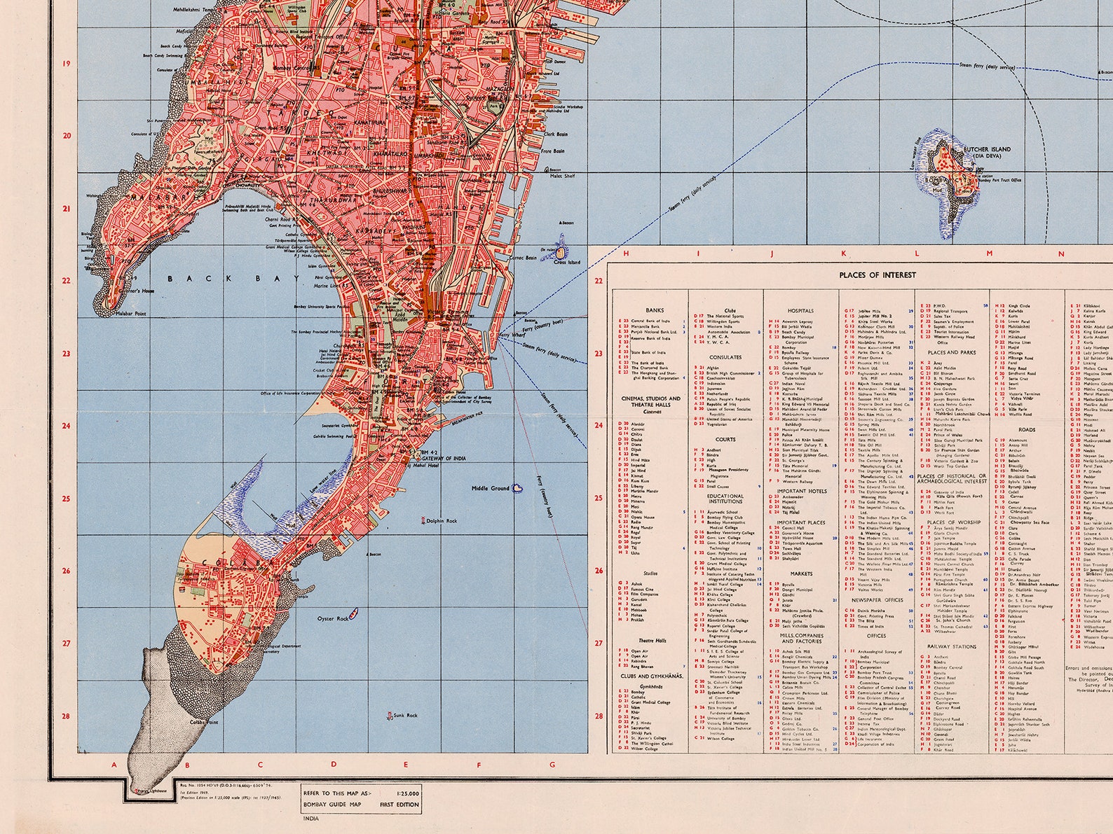 Vintage Map of Mumbai Old Mumbai City Mumbai Wall Art - Etsy