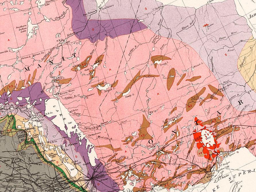 Vintage Geological Map of Canada, 1915 - Fine Art Print - Etsy