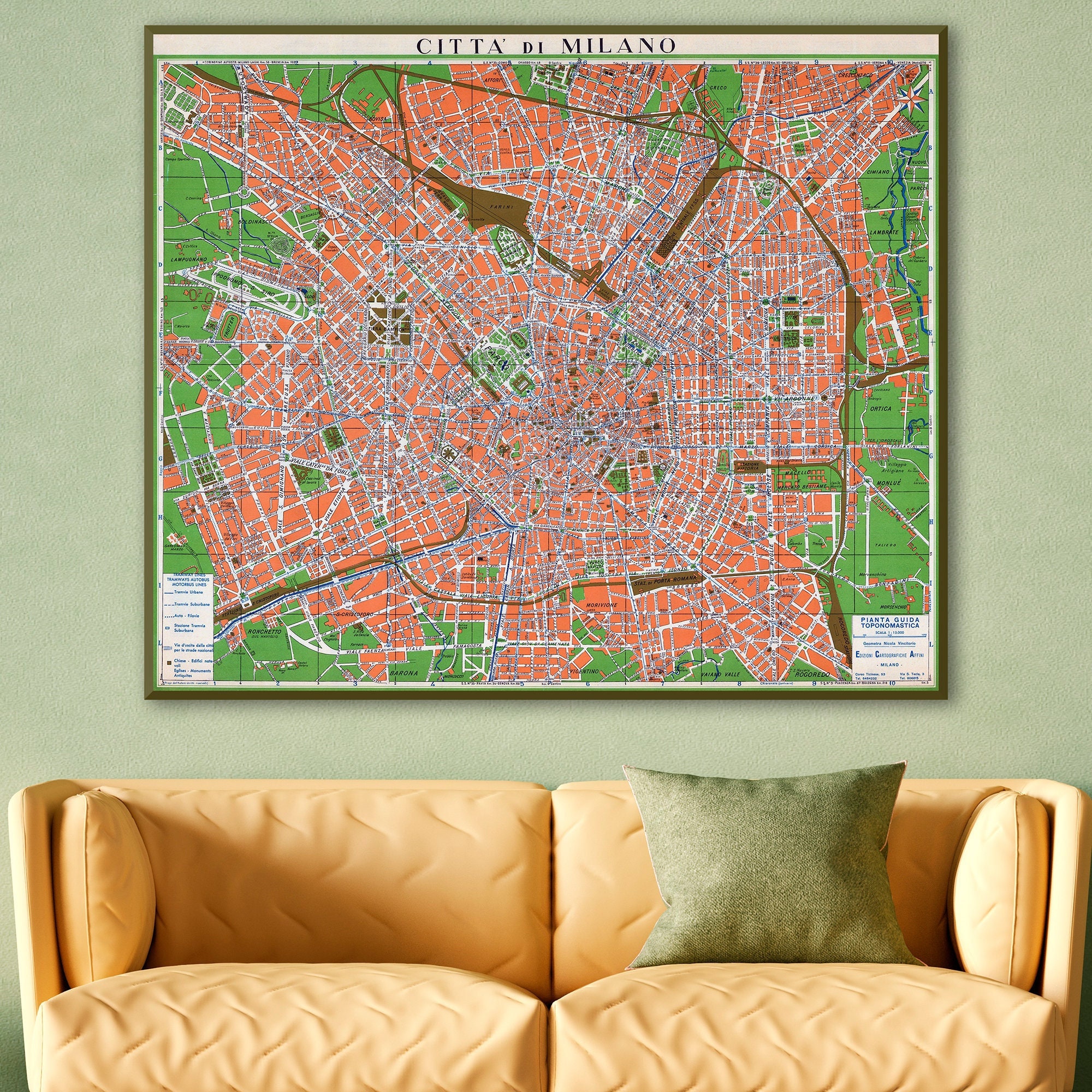Vintage Milan Map Milan Italy Wall Map Print Italy Maps - Etsy UK