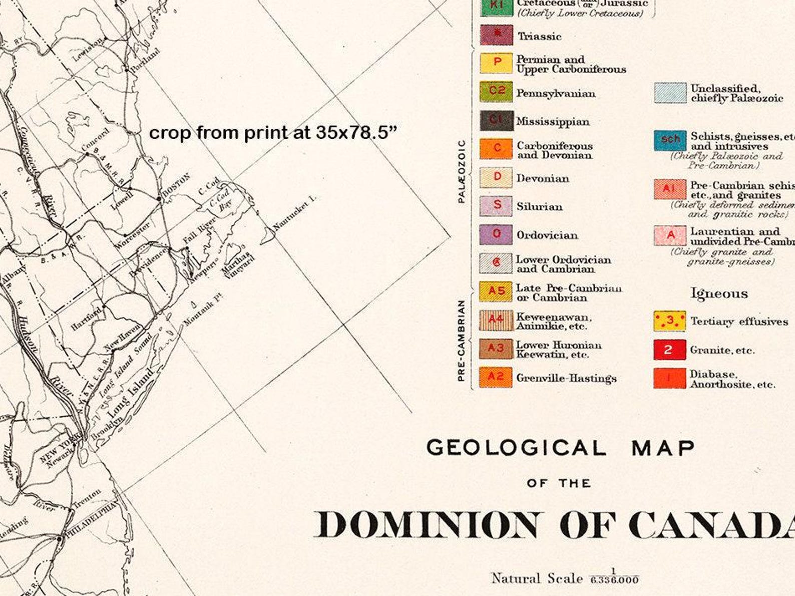 Vintage Geological Map of Canada, 1915 - Fine Art Print - Etsy