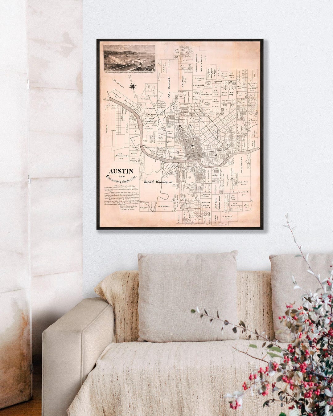 Antique Austin Texas Map Print: 1891 Promotional Plat - Etsy