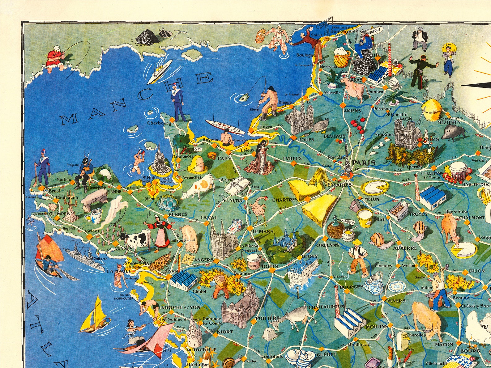 Gastronomic and Touristic Map of France, Highlighting the Charm's ...