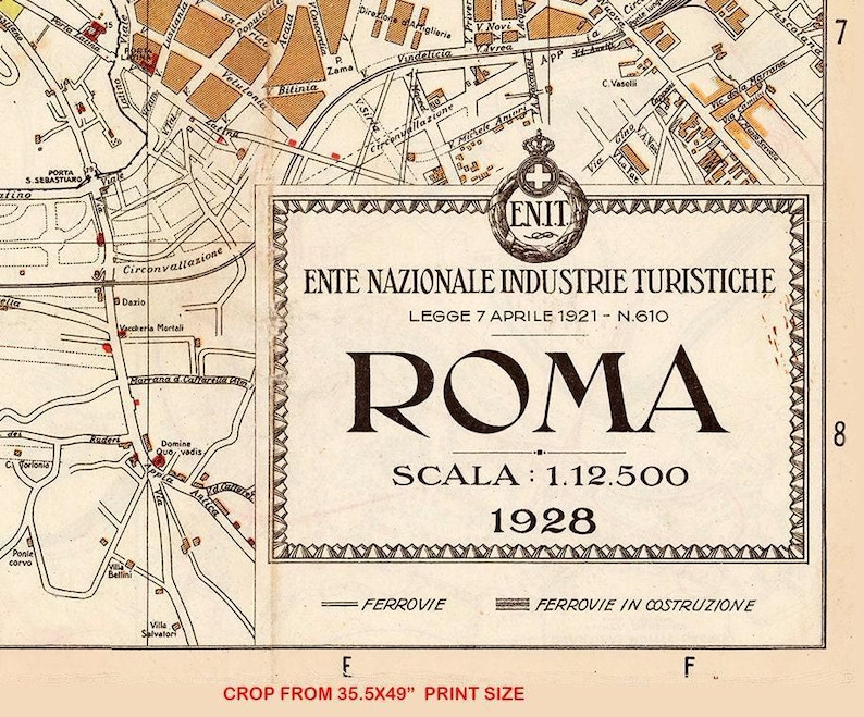 Vintage Rome Map Print: 1928 City Blueprint Wall Art - Etsy