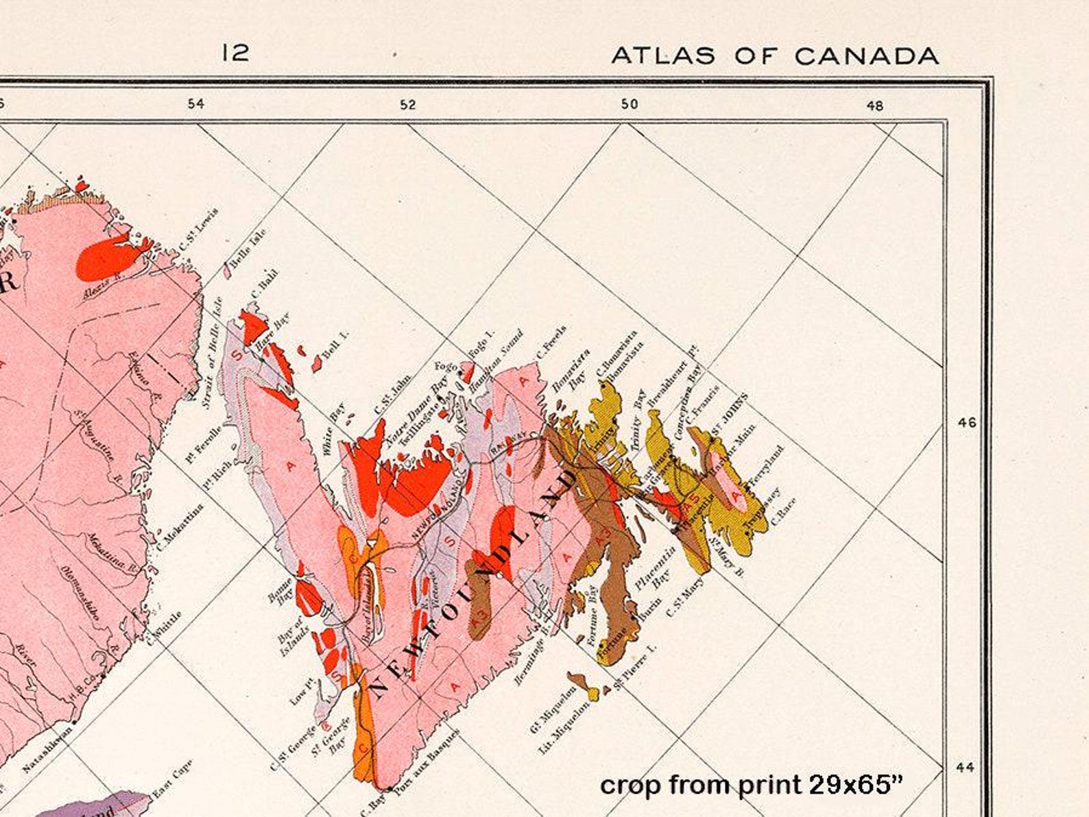 Vintage Geological Map of Canada, 1915 - Fine Art Print - Etsy