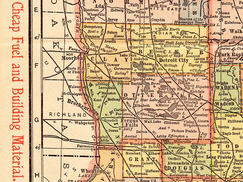 Vintage Map of Minnesota Old Minnesota Map Print Minnesota | Etsy