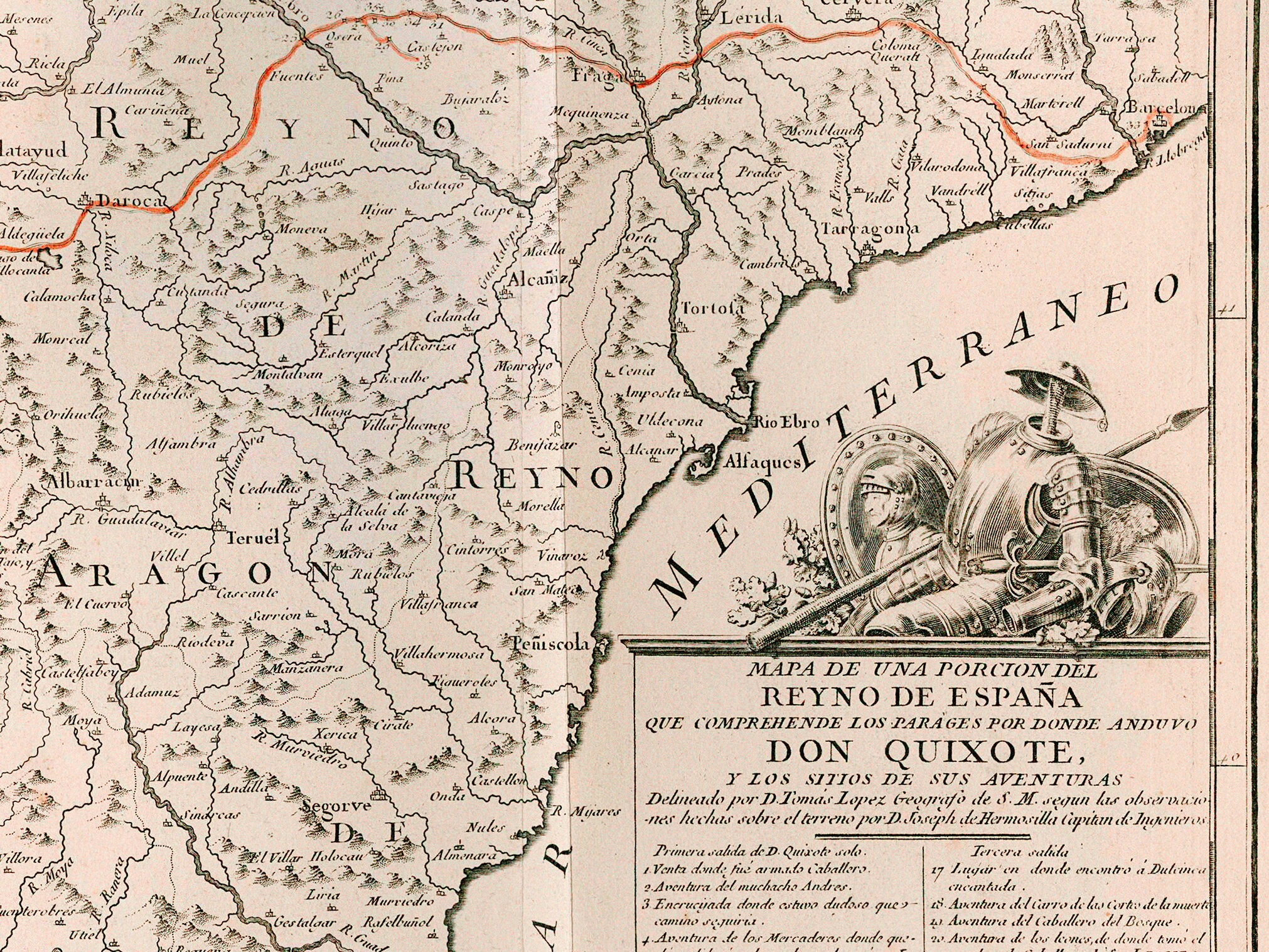 Cervantes Map of Don Quixote's Route Through Spain Don - Etsy