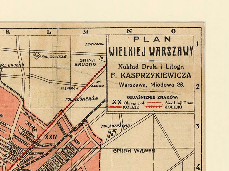 Vinatage Map of Warsaw Old Warsaw Map Warszawa Poland - Etsy