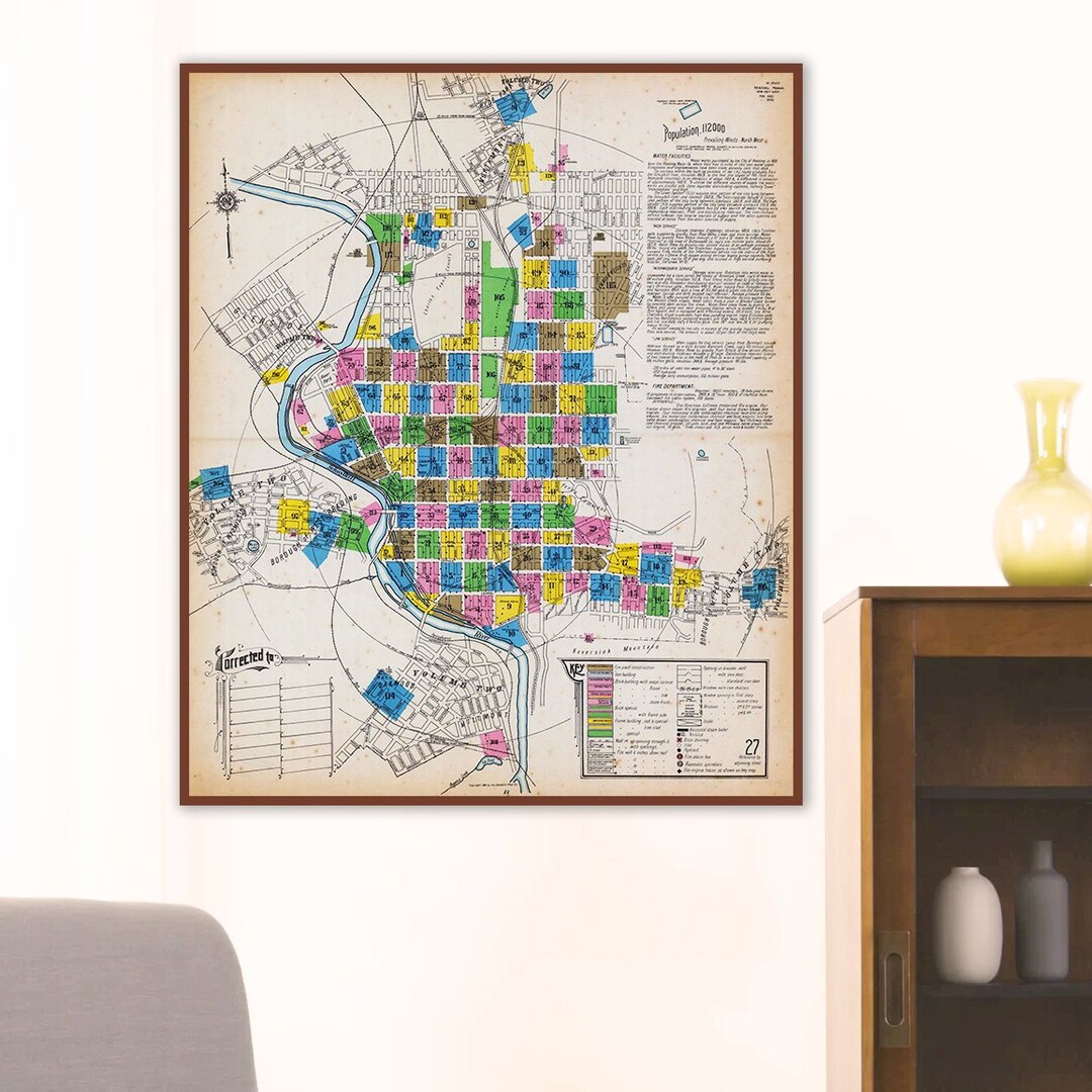 Vintage Map of Reading, Large Historic Pennsylvania Maps Gift. - Etsy