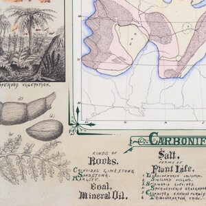 Old Geology Map Showing the Distribution of Carboniferous Strata Across ...