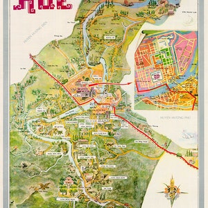 Vintage Map of Hue Vietnam, Hue Map, Hue Vietnam, Old Hue Map, Hue ...