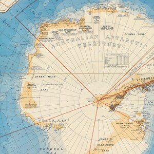 Vintage Map of Antarctica, Old Antarctica Map, Antarctica Wall Art ...