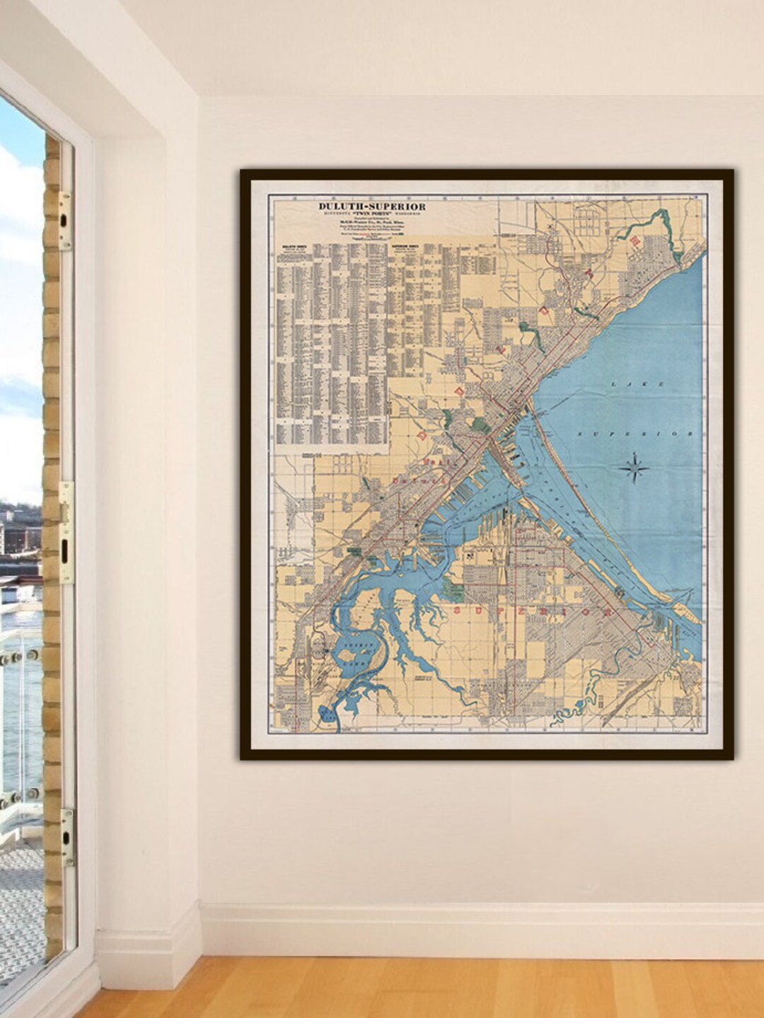 Vintage Duluth Minnesota Map Print: Superior Wisconsin Twin Ports - Etsy