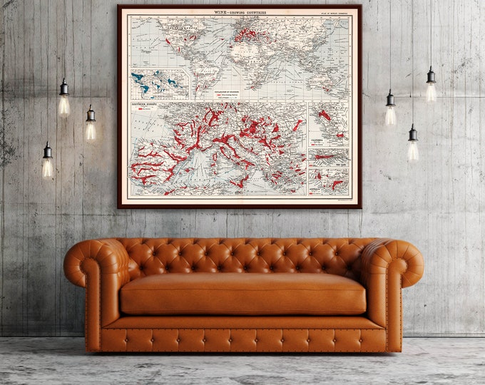Wine Map of the World Viticulture Wine Art Print Wine - Etsy