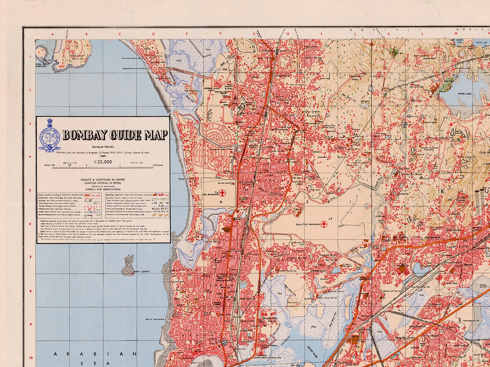 Vintage Map of Mumbai Old Mumbai City Mumbai Wall Art - Etsy UK