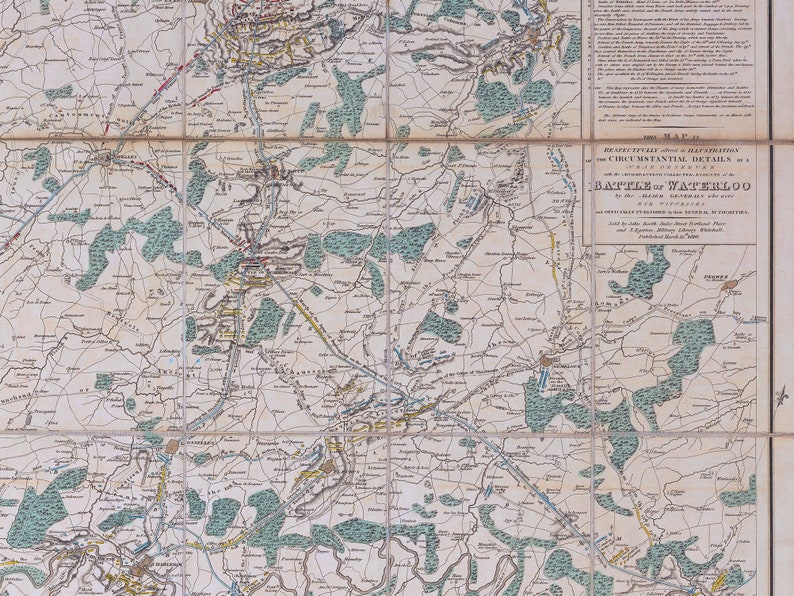 Waterloo Battle Map Napoleon Waterloo Napoleon War Campaign - Etsy