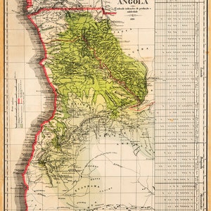 Vintage Angola Map, Old Angola Art Print, Angola Gifts. - Etsy