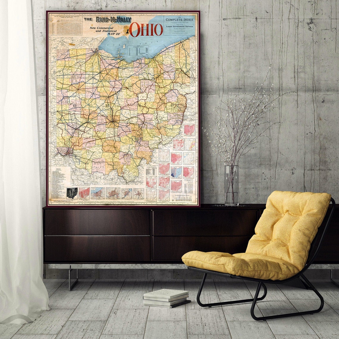 Vintage Map of Ohio Old Ohio Print Ohio State Poster Map - Etsy