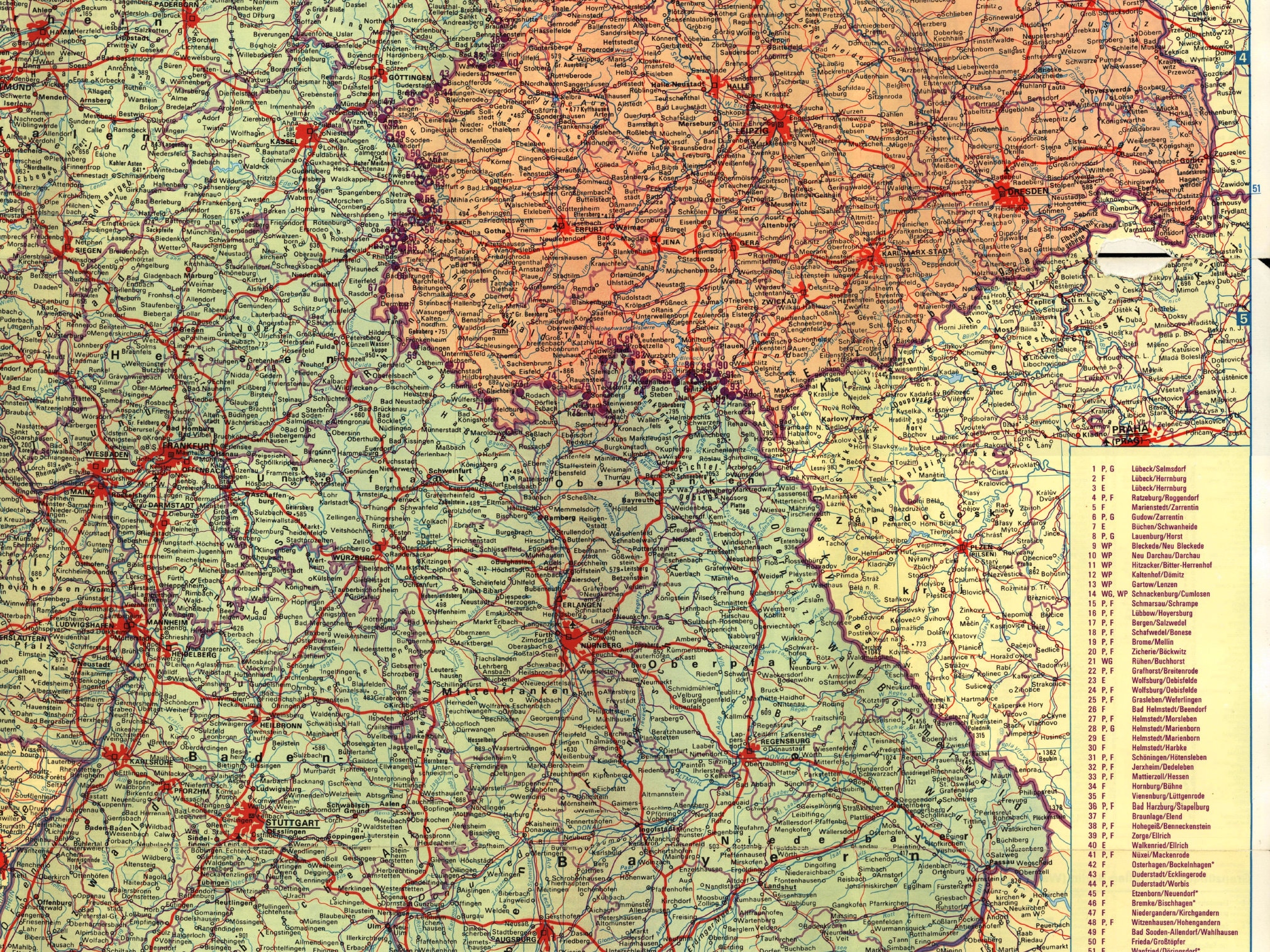 Map Of West Germany 1970s