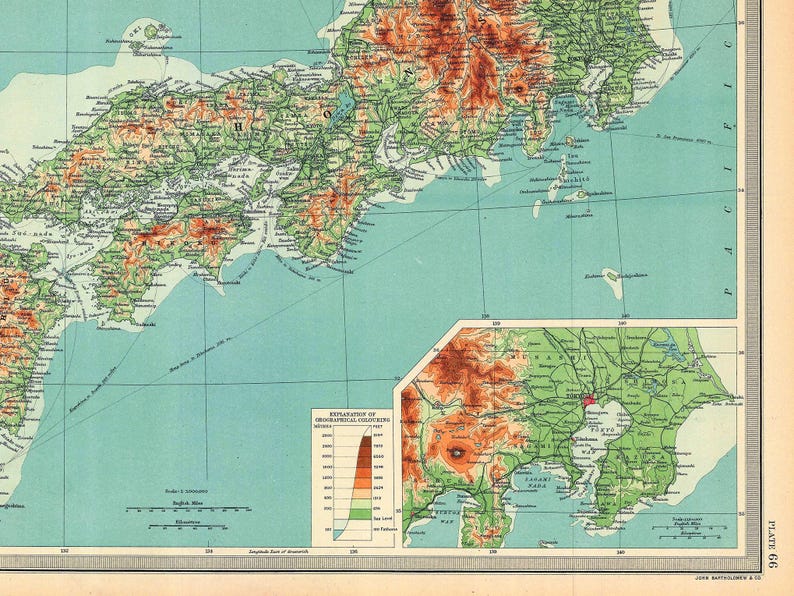 Vintage Japan Map Print: Tokyo, Nagasaki, Hokkaido (1922) - Etsy