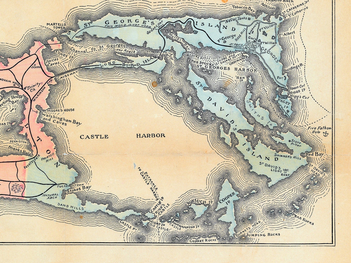 Antique Map of Bermuda Old Bermuda Map Print Bermuda Wall - Etsy