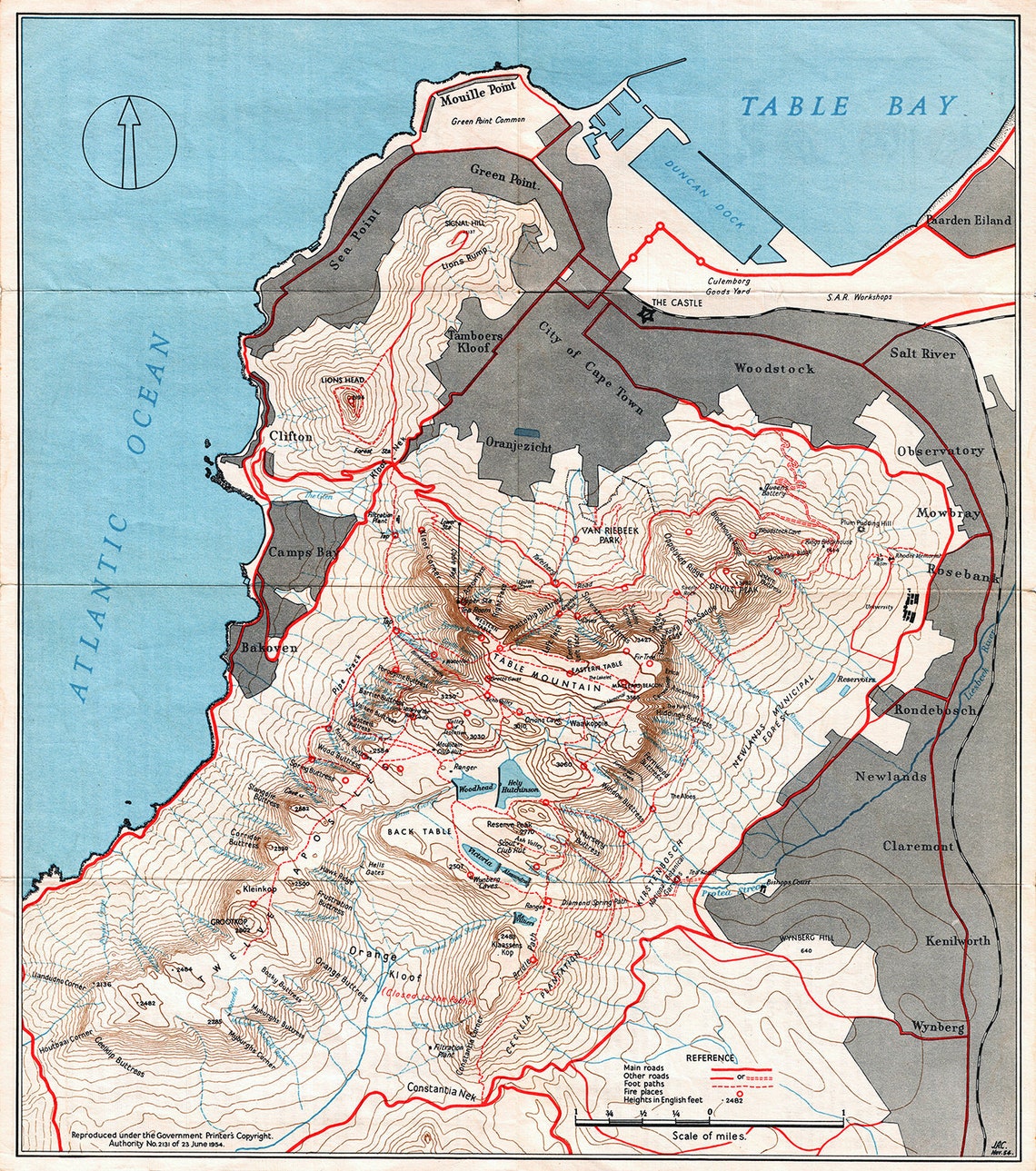 Vintage map of Table Mountain old Table Mountain Western | Etsy