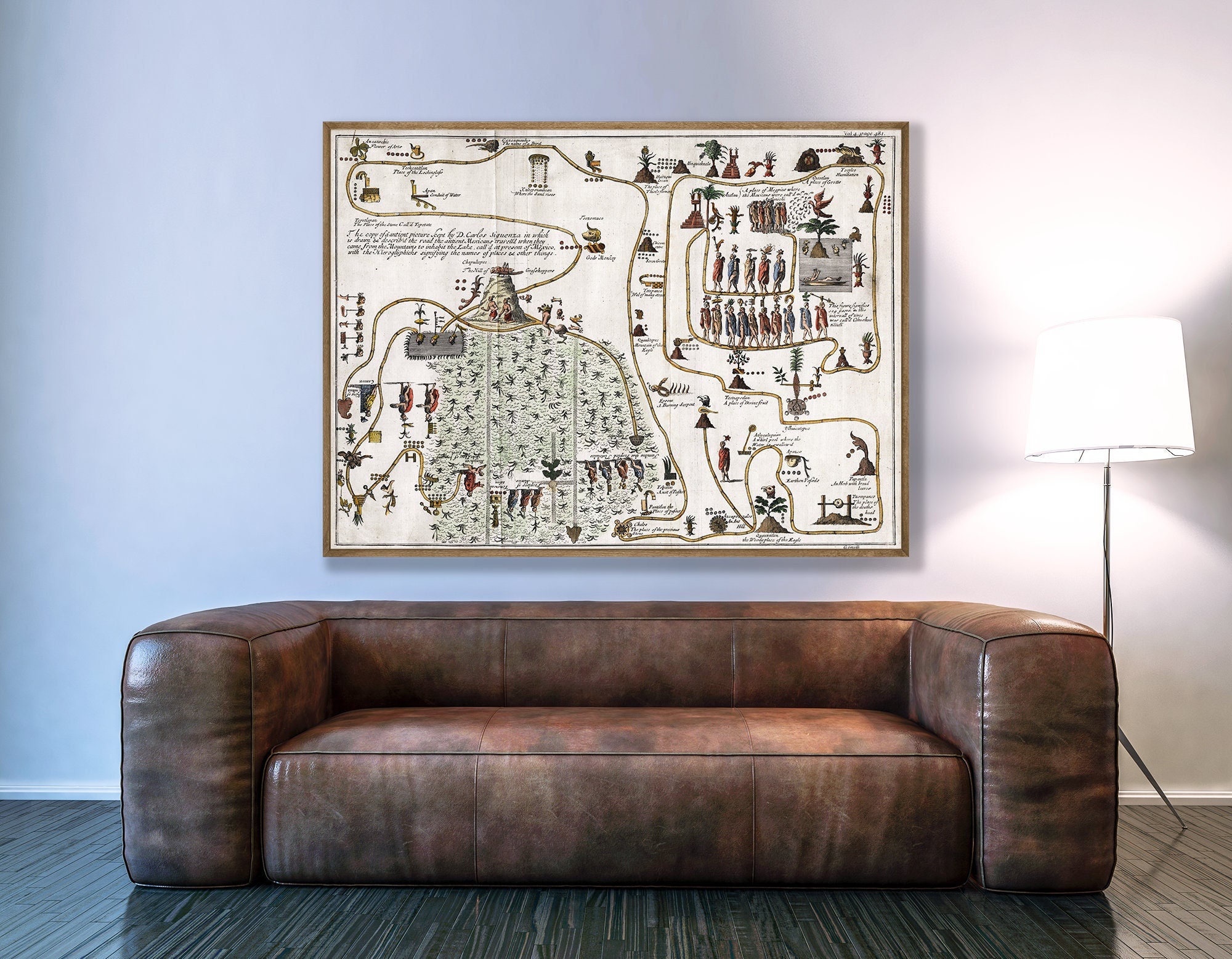 Ruta azteca a la Ciudad de México mapa antiguo de la Ciudad - Etsy México