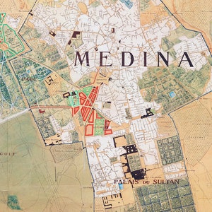 Marrakesh Map Art, Old Marrakesh Map, Marrakesh Wall Art, Marrakesh ...