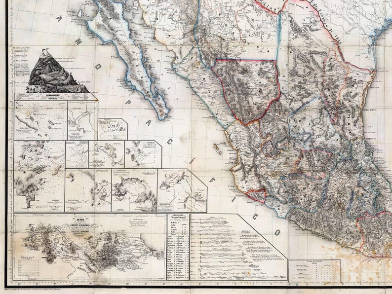 Antique Mexico Map Print: 1863 Carta General, Mexican Decor - Etsy
