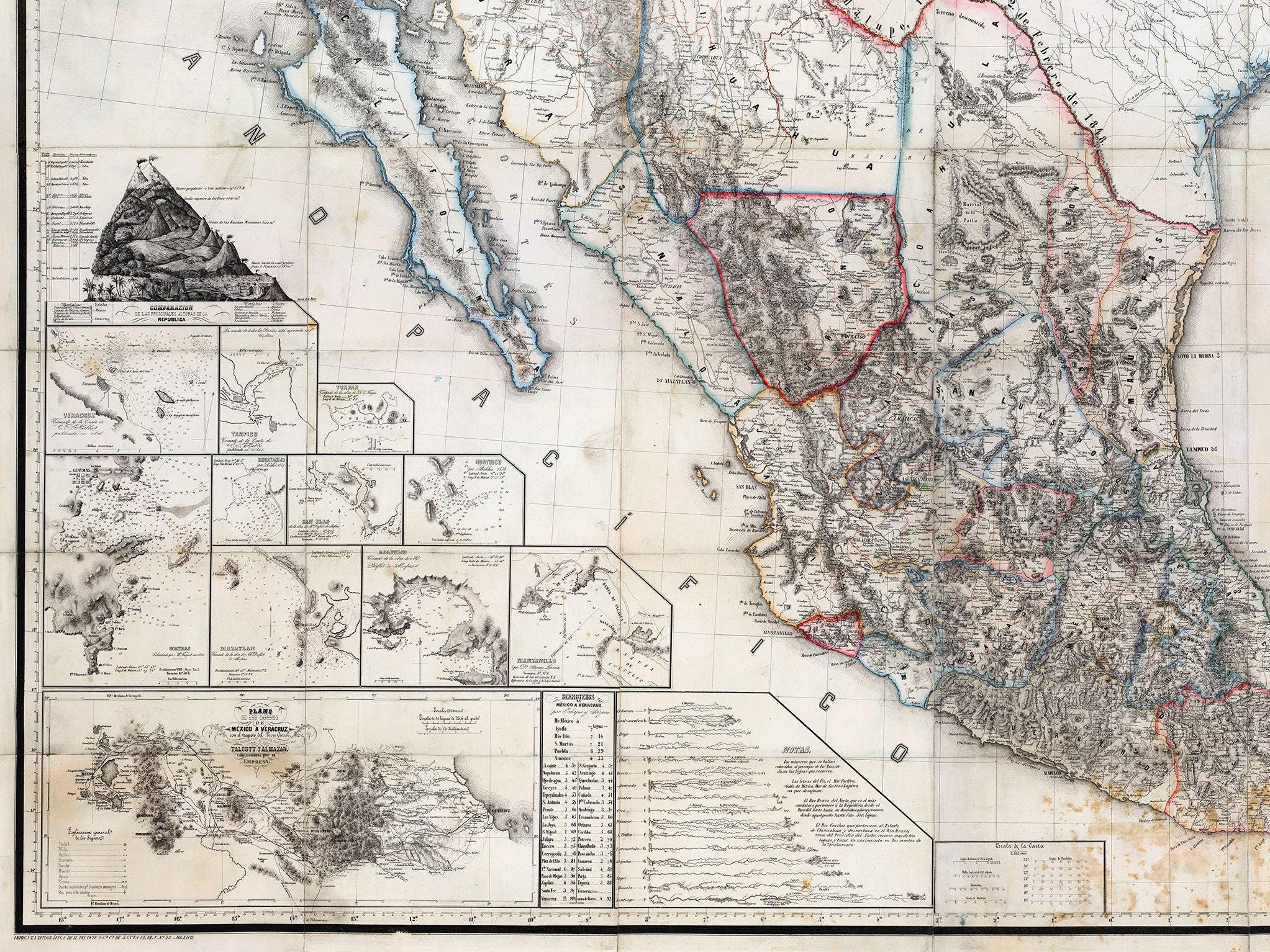 Antique Mexico Map Print: 1863 Carta General, Mexican Decor - Etsy