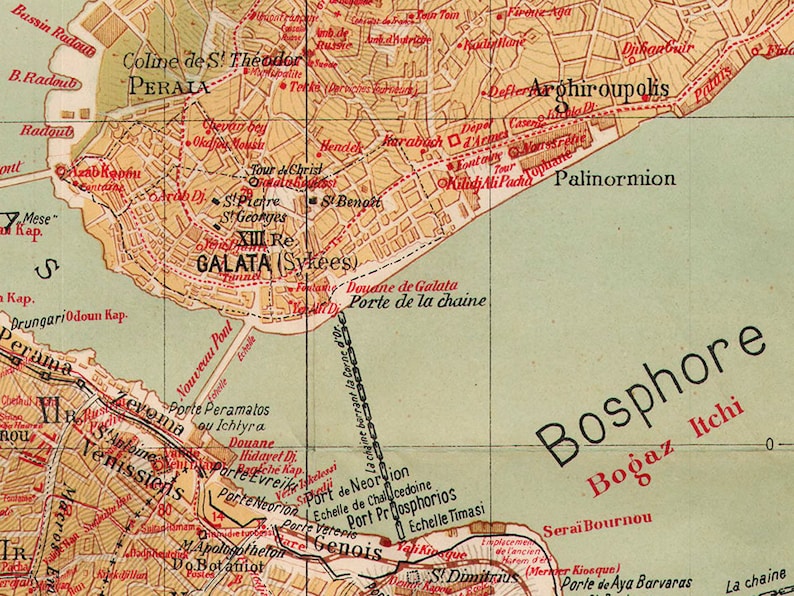 Old Istanbul Map Print Historical Istanbul Print Istanbul | Etsy
