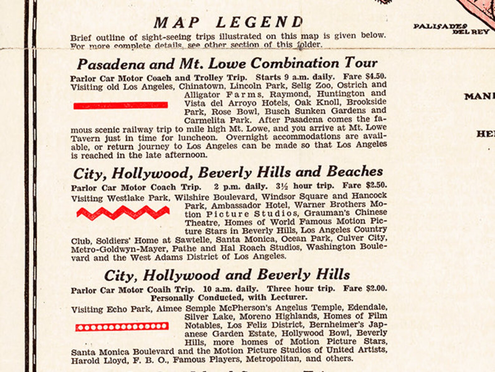 Vintage Los Angeles travel map print 1930.Special Sightseeing | Etsy